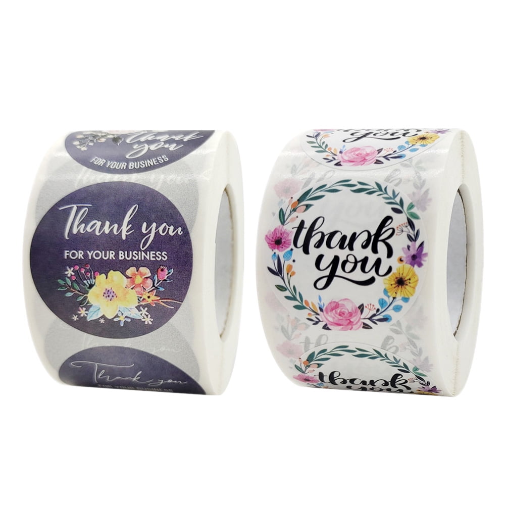 2 Rolls Flower Thank You Labels Thanks Gift Tags Stickers Gift Wrapping ...