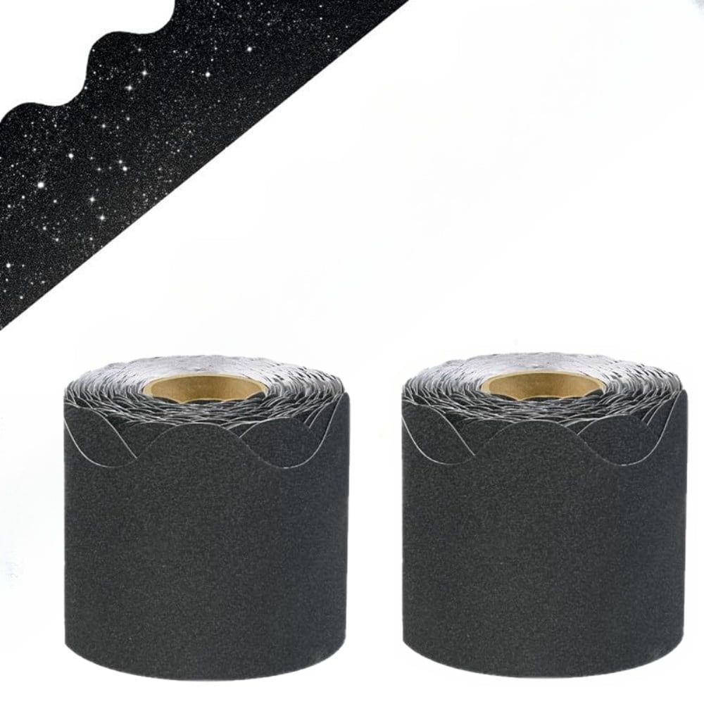 2 Rolls Glitter Bulletin Board Border Scalloped Bulletin Board Trim for ...