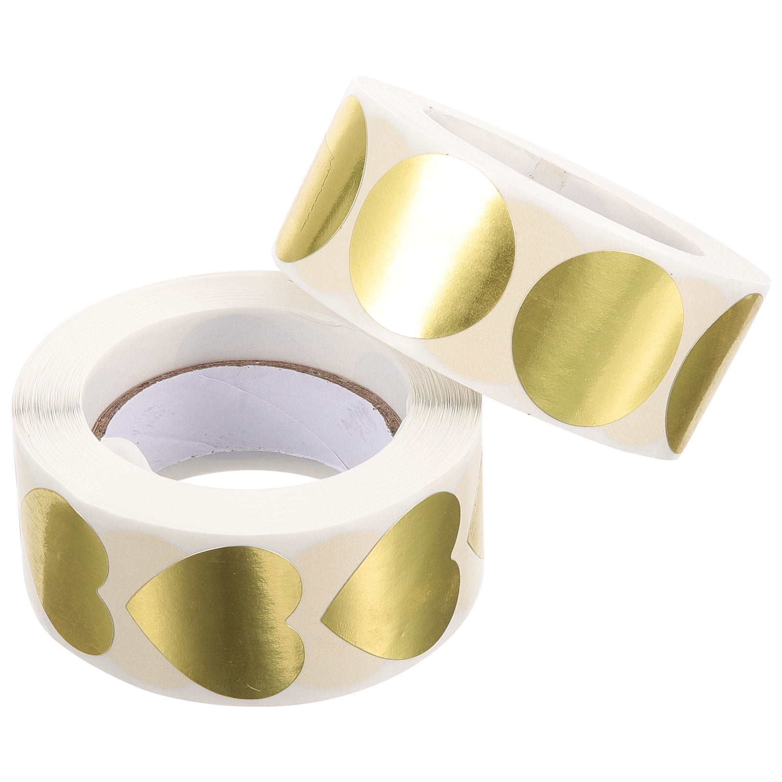 2 Rolls Golden Sealing Sticker Heart Shaped Label Adhesive Round Labels ...