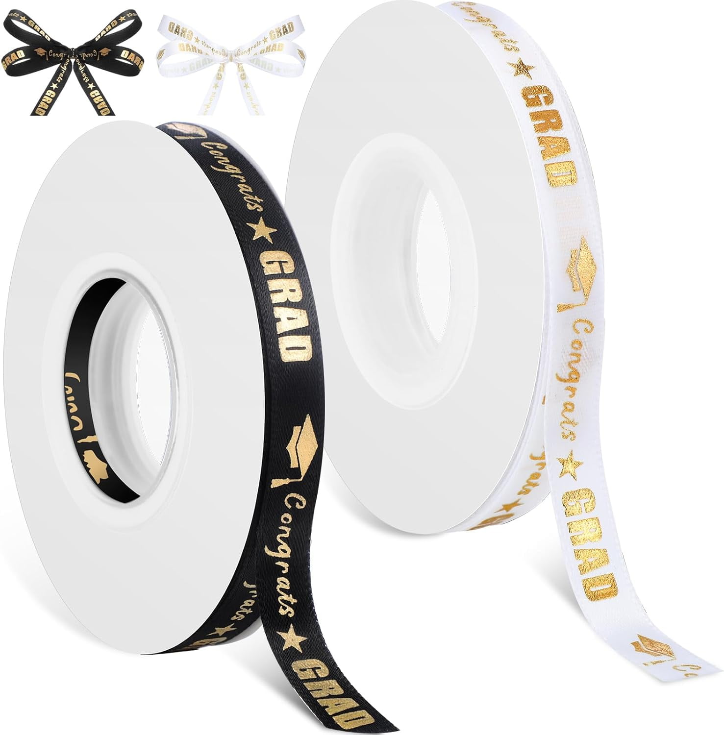 2 Rolls Graduation Ribbon Congrats Grad Gold Satin Ribbon for Gift ...