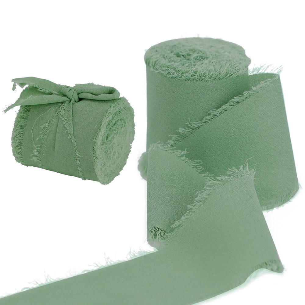 2 Rolls Handmade Ribbon Frayed Edge Chiffon Ribbon Holiday Valentine ...