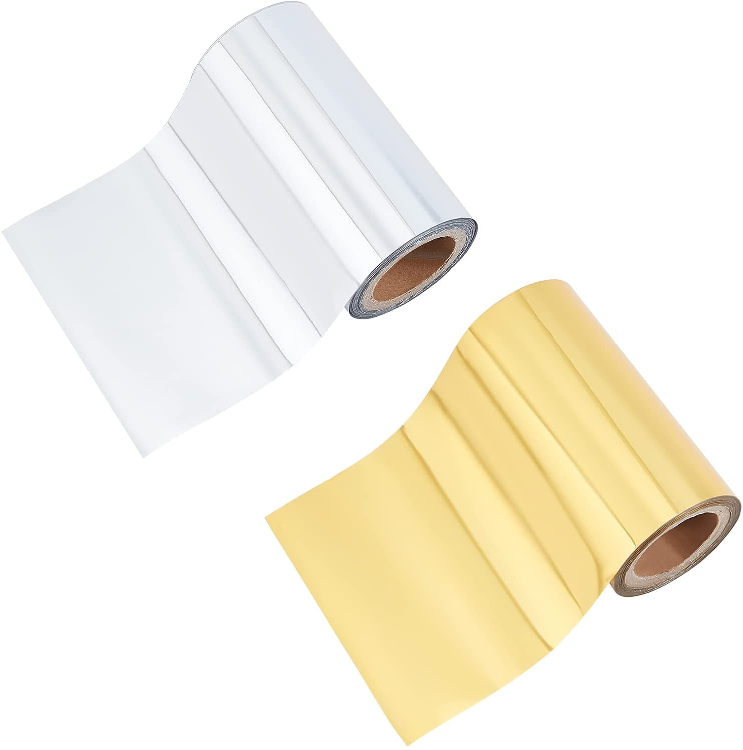 2 Rolls Heat Transfer Foil Paper Golden Silver Hot Foil Transfer Sheets ...