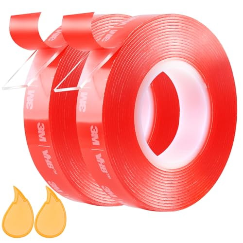 2 Rolls Heavy Duty Clear Double Sided Tape, Made of 3M VHB, Wall-Safe ...