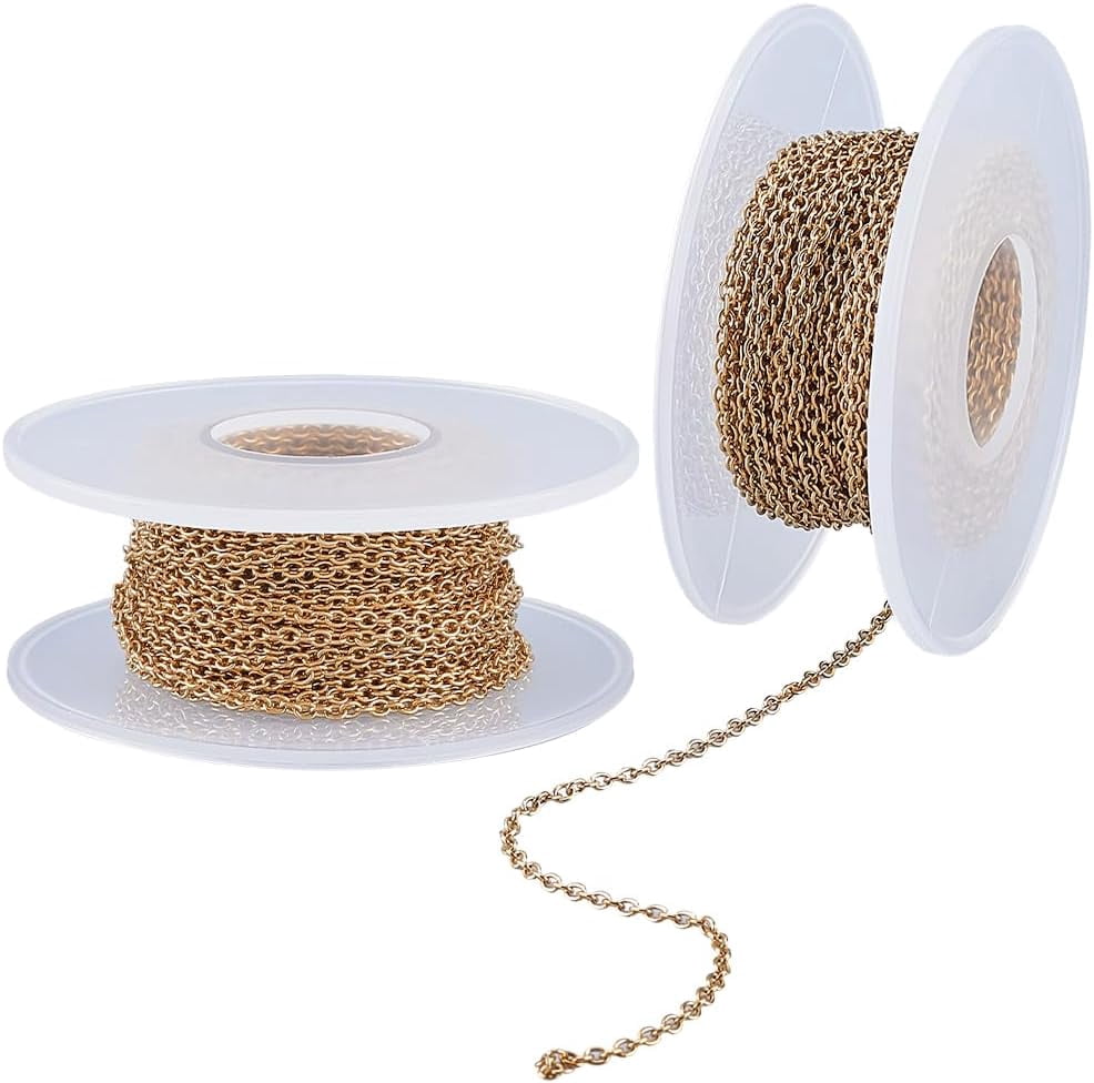2 Rolls Ion Plating(IP) 304 Stainless Steel Cable Chains Soldered with ...