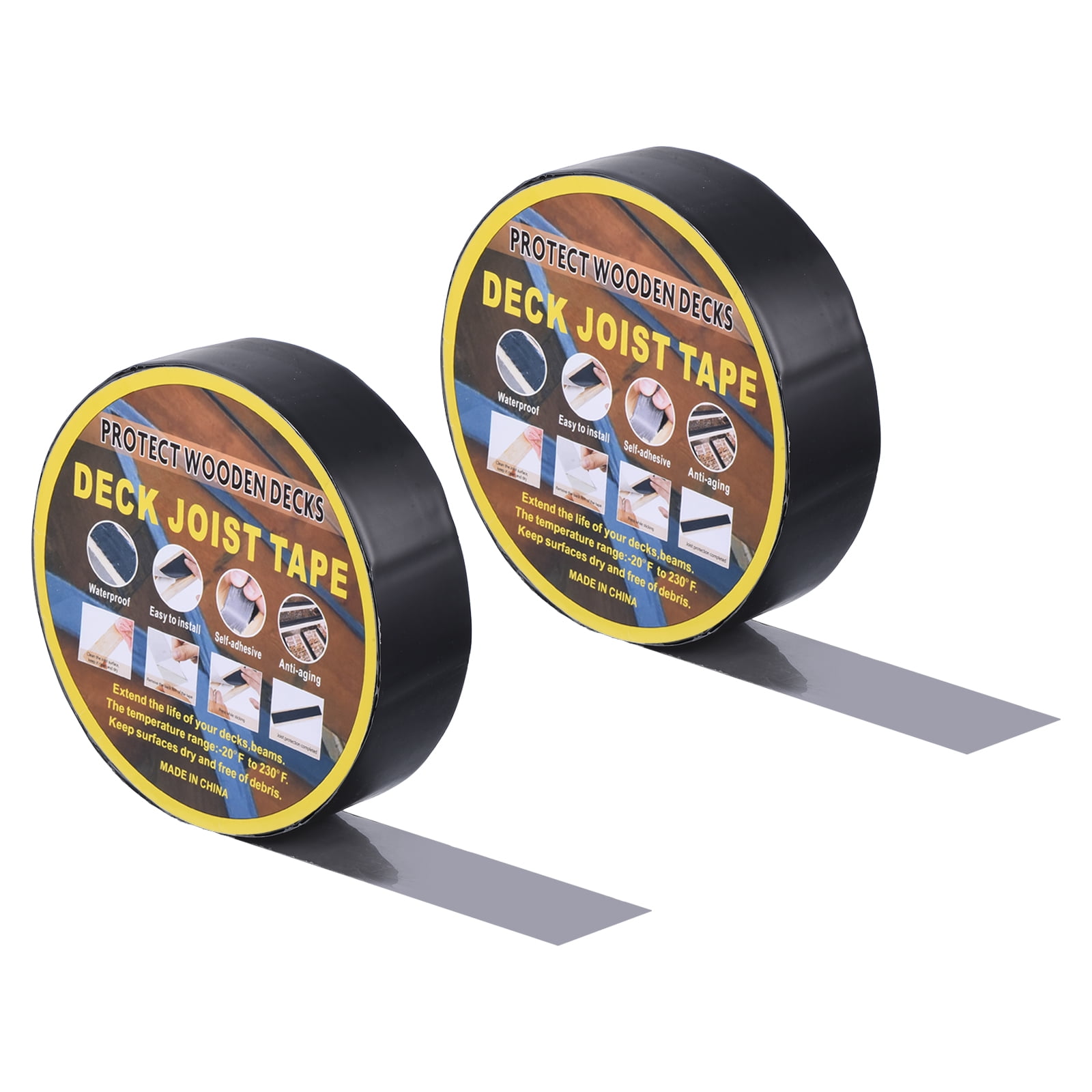 2 Rolls Joist Tape for Decking, 1-5/8" x 50' Waterproof Butyl Tape Self ...