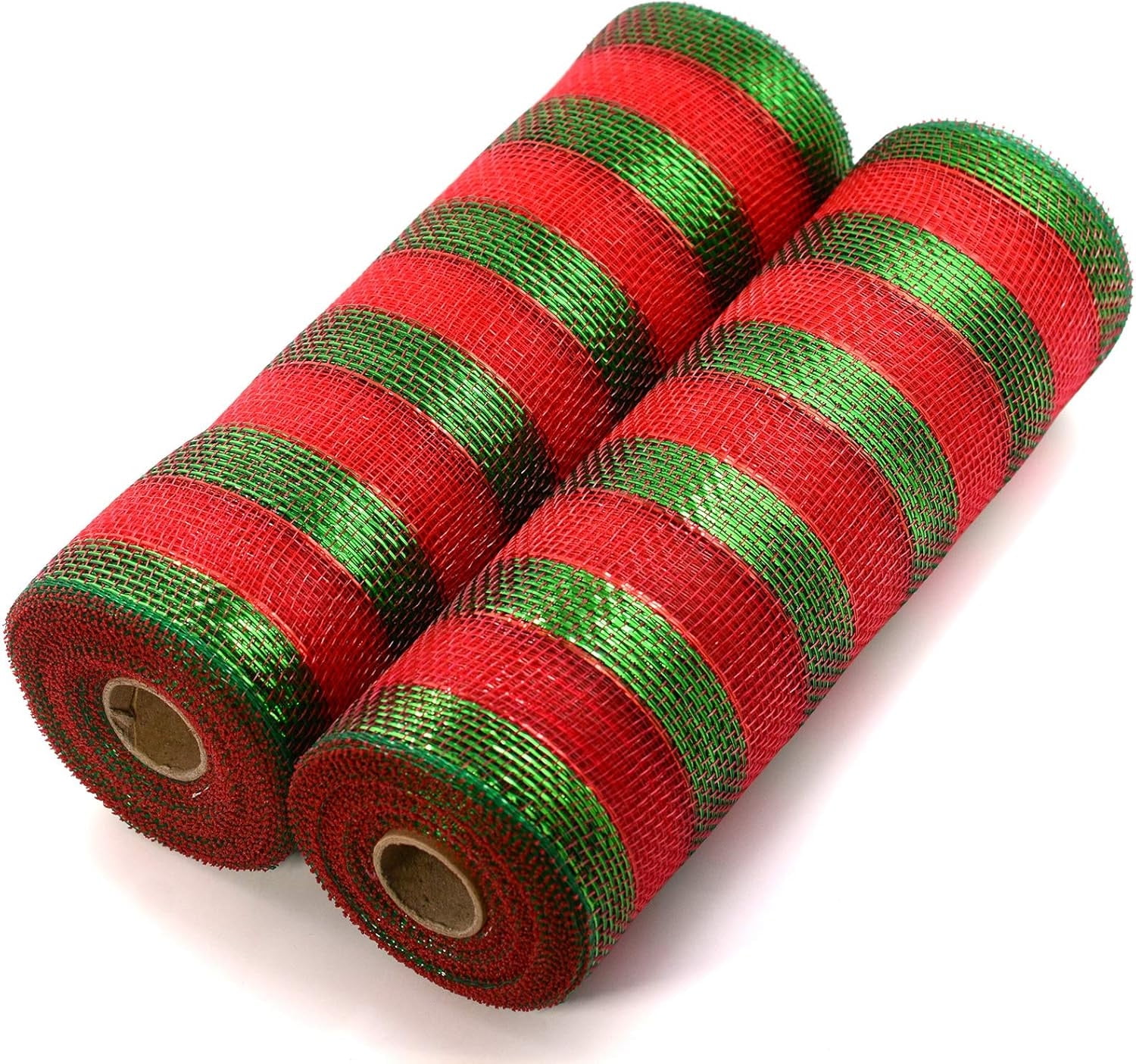 2 Rolls Mesh Ribbon for Wreaths,Christmas Decoration Mesh Rolls for ...