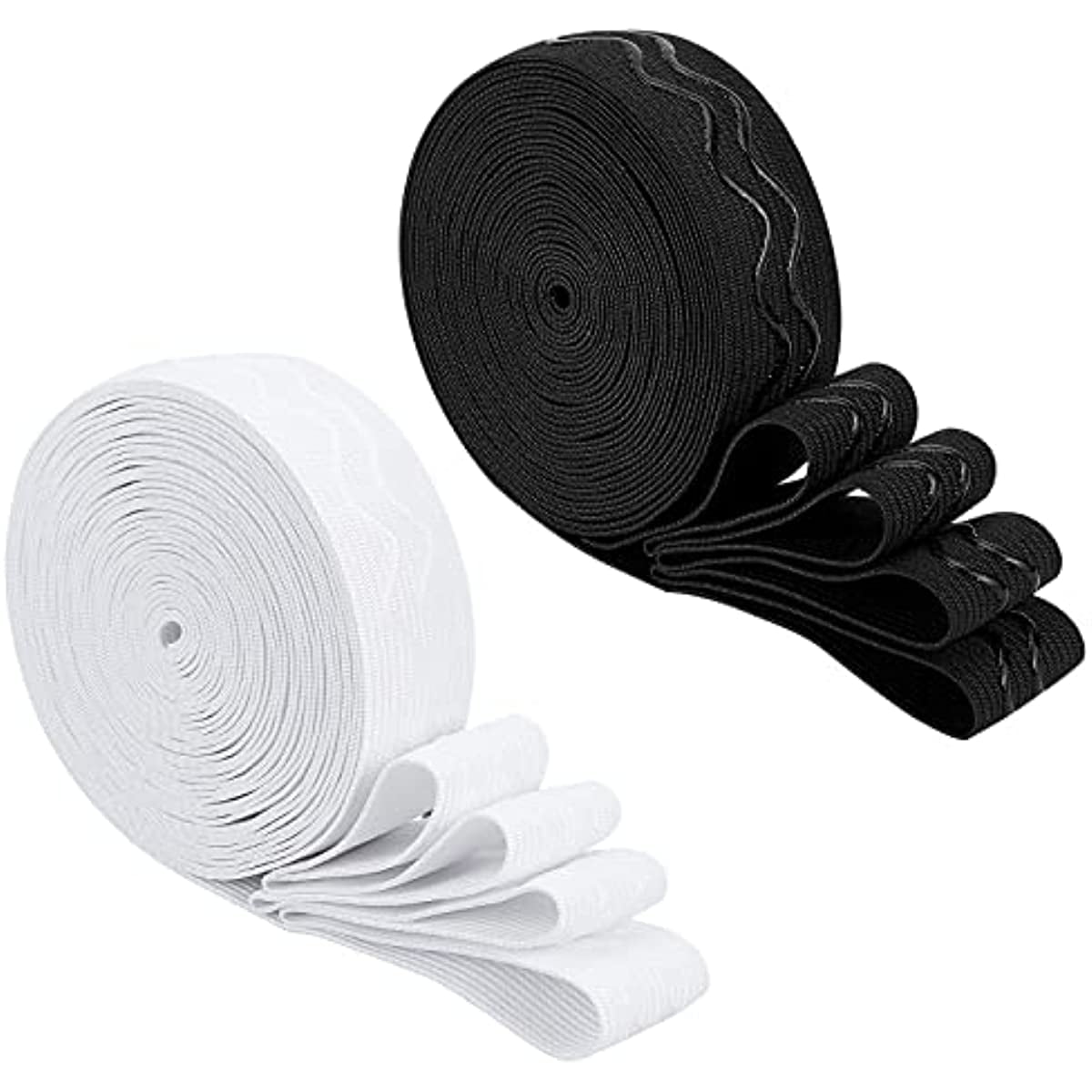 2 Rolls Non-Slip Silicone Elastic 0.1" White Black Elastic Bands Spool ...