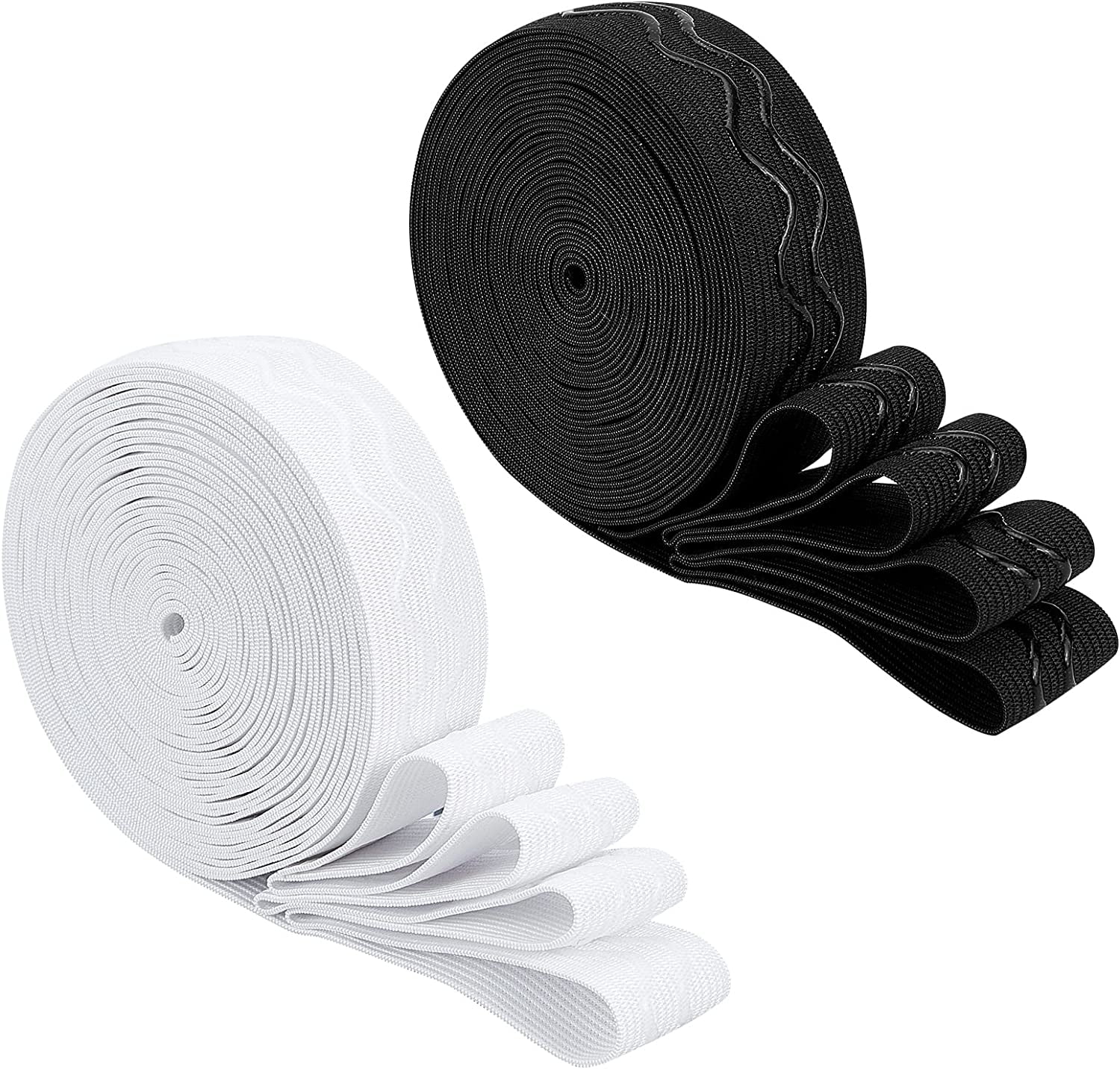 2 Rolls Non-Slip Silicone Elastic 0.1" White Black Elastic Bands Spool ...