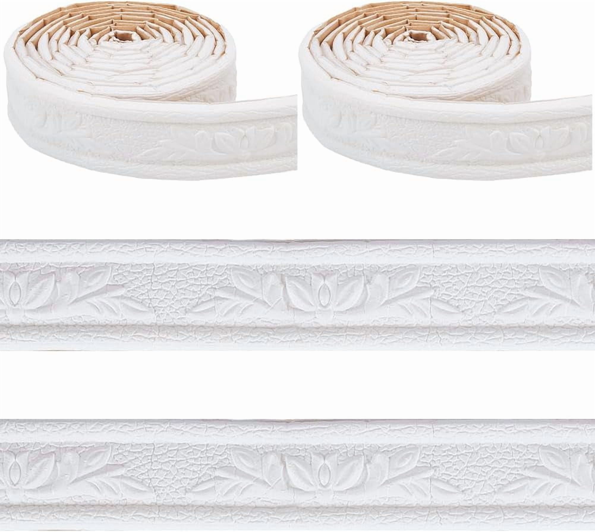 2 Rolls PVC Foam Molding Trim White 181 x 1.57 inch Peel and Stick Wall ...