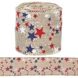 Howooi 2 Rolls Patriotic Ribbon Stars Pattern Ribbon Independence Day ...