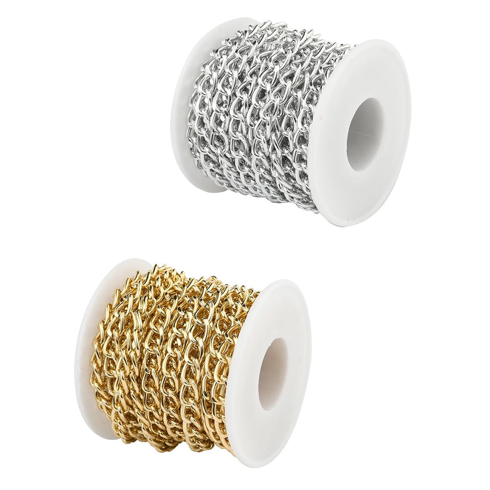 2 Rolls Pearl Chain Decor Necklace Metal Bracelet Making Supplies ...