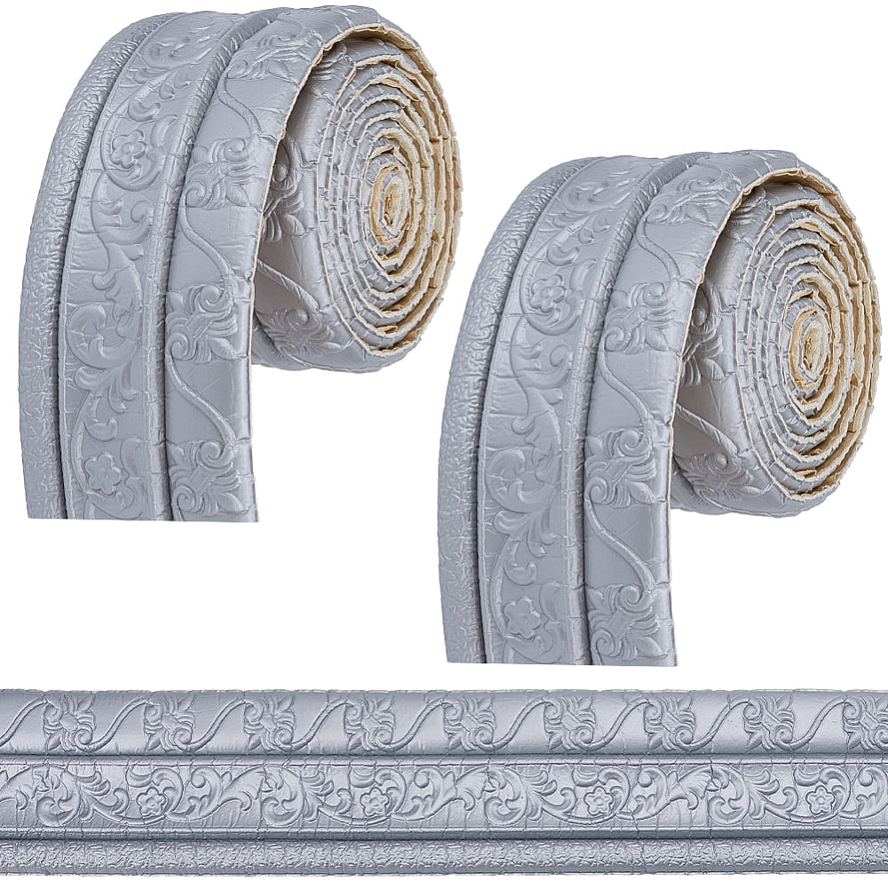 2 Rolls Peel and Stick 3D Wallpaper Border Self Adhesive Silver ...