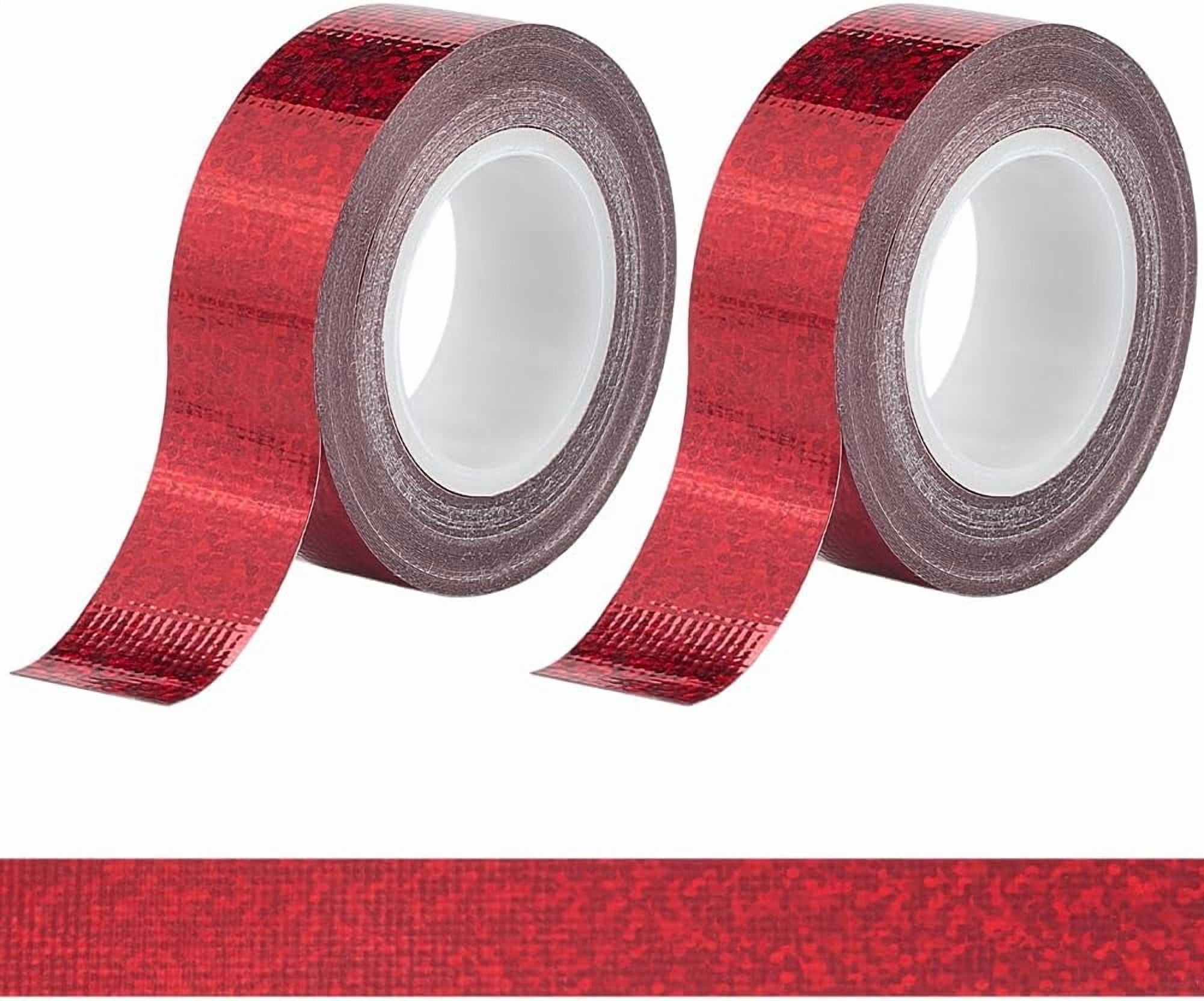 2 Rolls Red Glitter Craft Tape Sparkly Self Adhesive 15mm x 5m Foil ...
