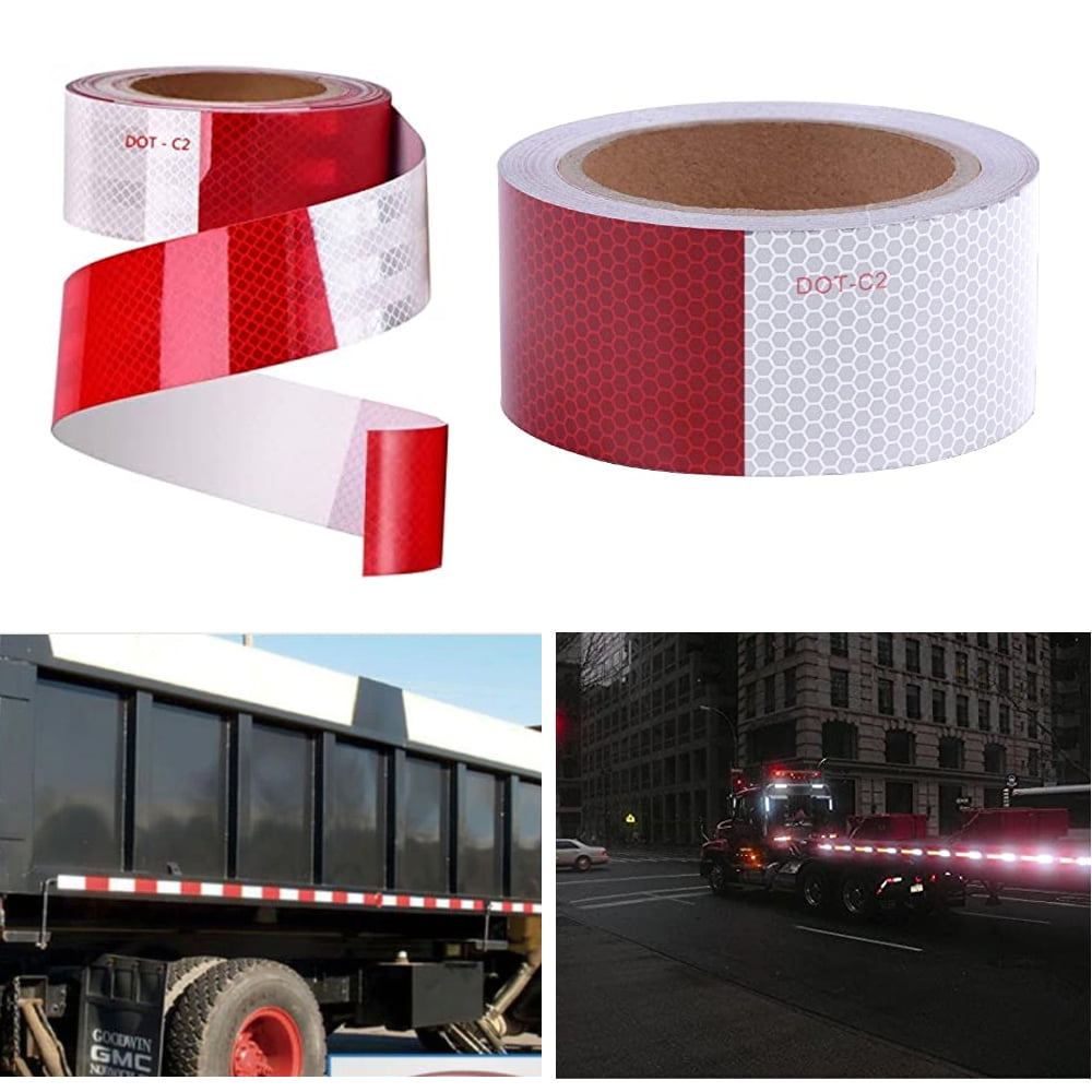 2 Rolls Reflective Tape Dot Conspicuity 2" X 10ft Red White Visibility ...