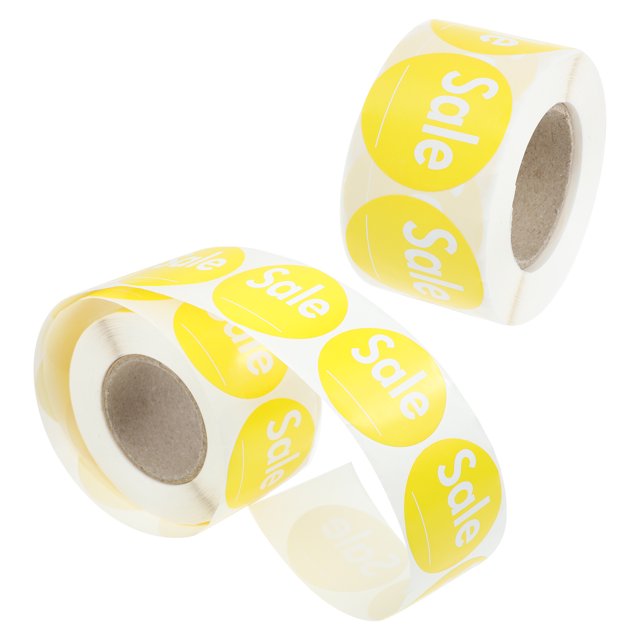2 Rolls Sale Label Retail Stickers Retail Sale Sticker 7.3x7.3cm Yellow ...