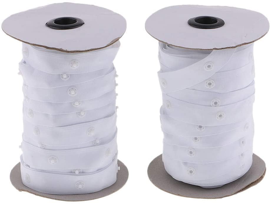 2 Rolls Sewing Snap Fastener Tape Snap Polyester Ribbon Fasteners for ...
