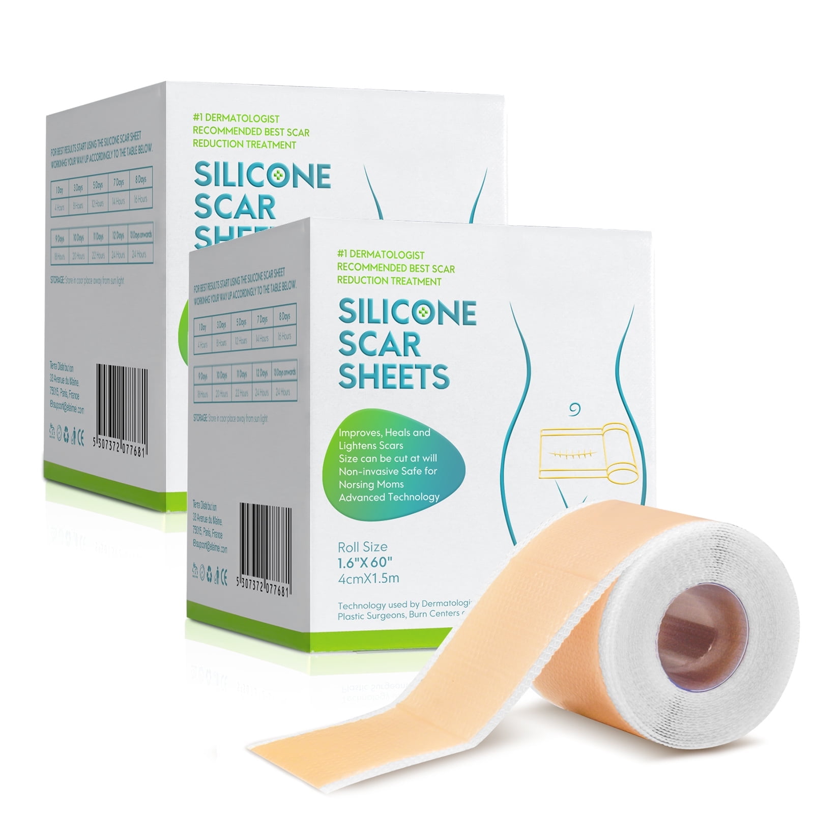 2 Rolls Silicone Scar Tape, Medical Grade Silicone Scar Sheets, Scar ...