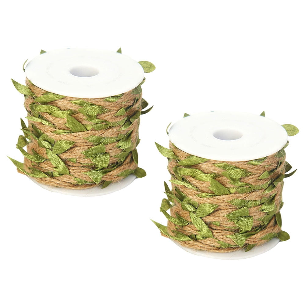 2 Rolls Simulation Rattan Leaves Green Leaf Ribbon Bouquet Packaging ...