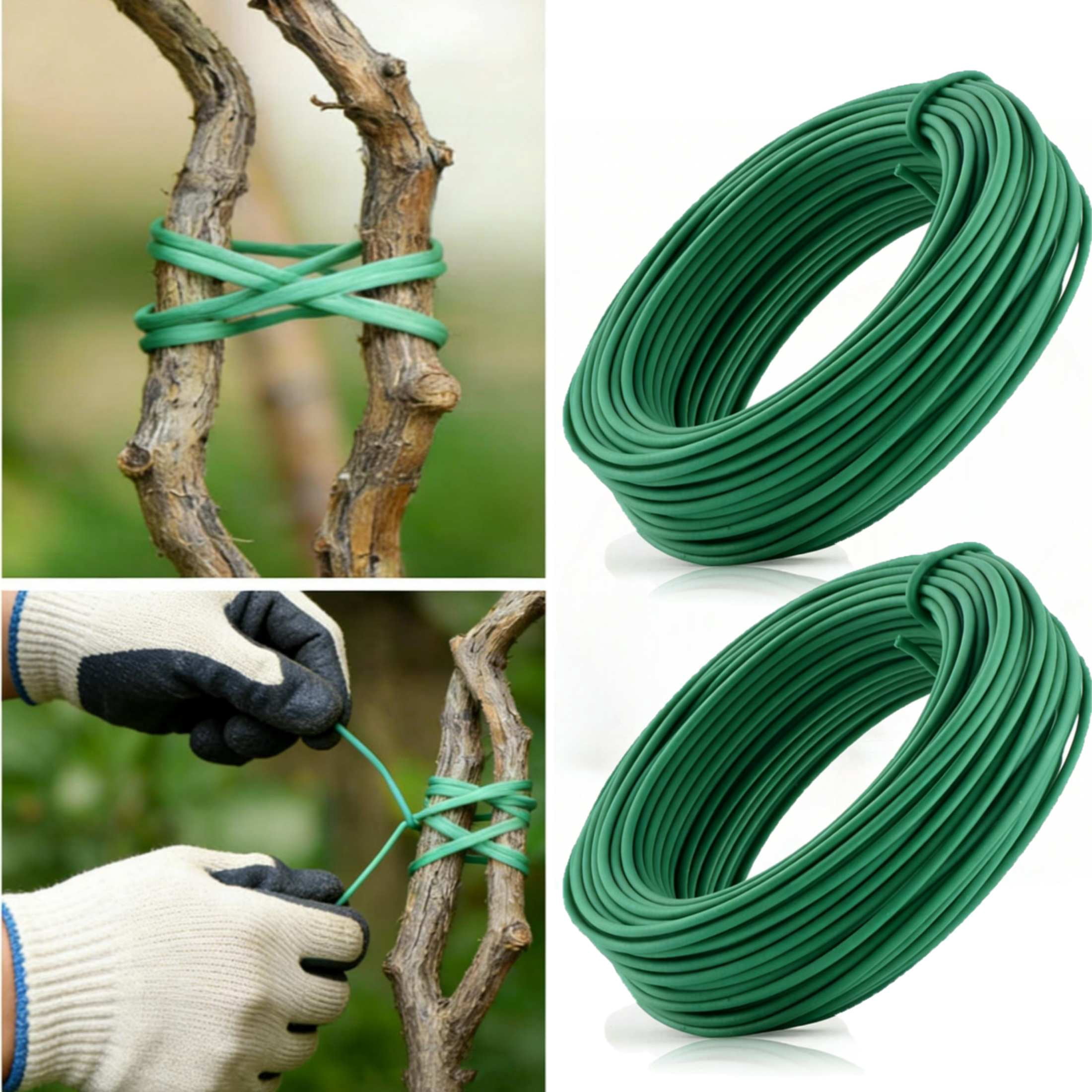 2 Rolls Soft Plant Tie, 0.1in x 32.8ft Green Twist Garden Ties for ...