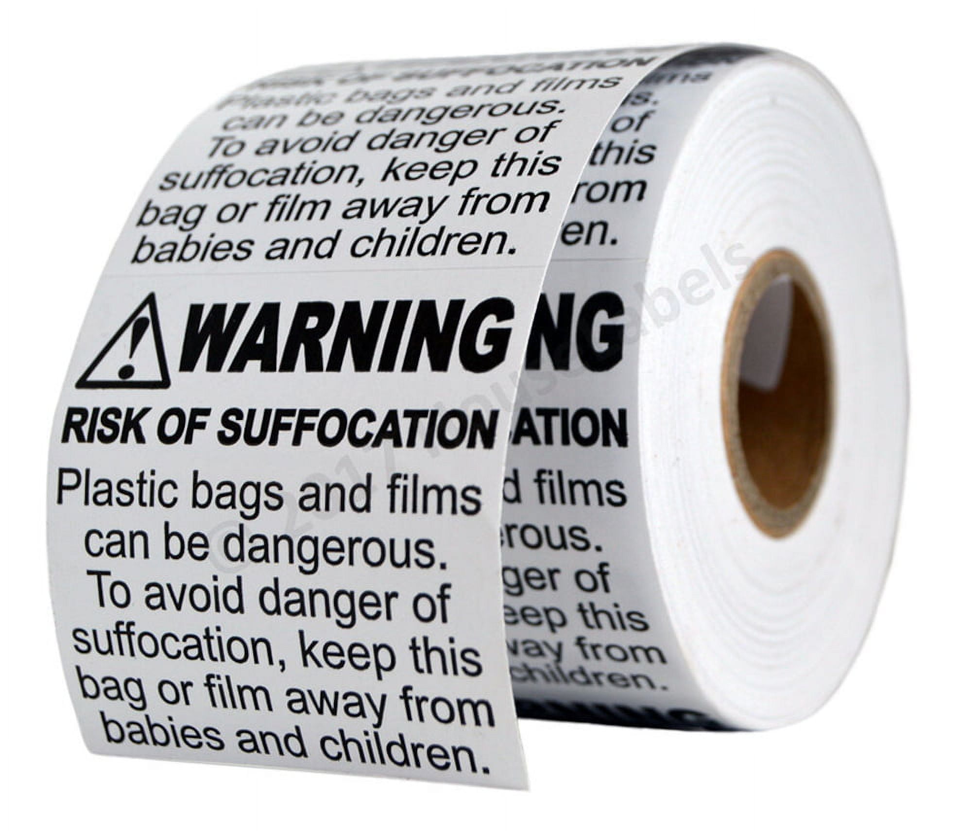 2 Rolls Suffocation Warning Peel and Stick Labels 1000 Stickers 2RS ...