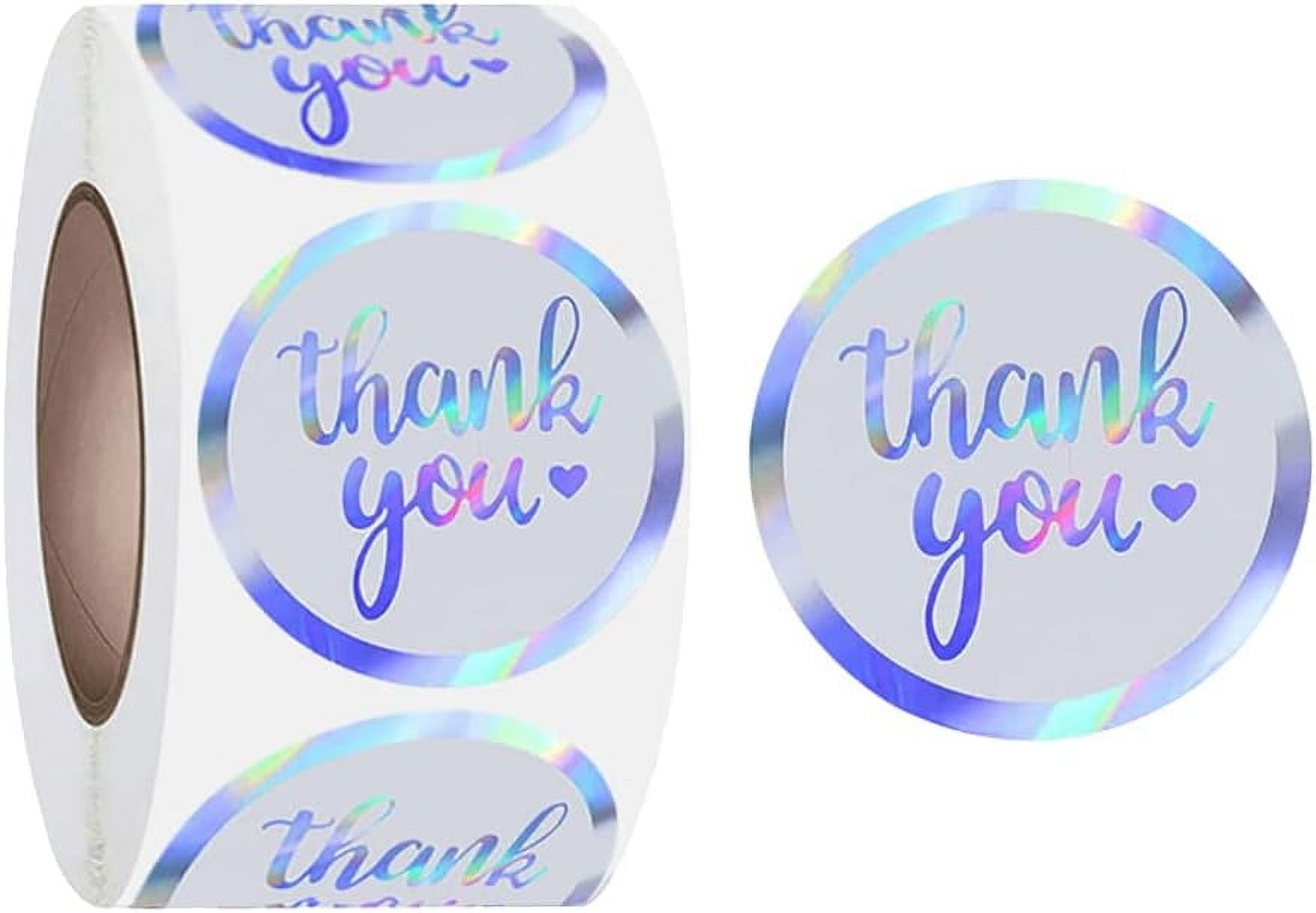 2 Rolls Thank You Stickers Holographic Round Stickers Self Adhesive ...