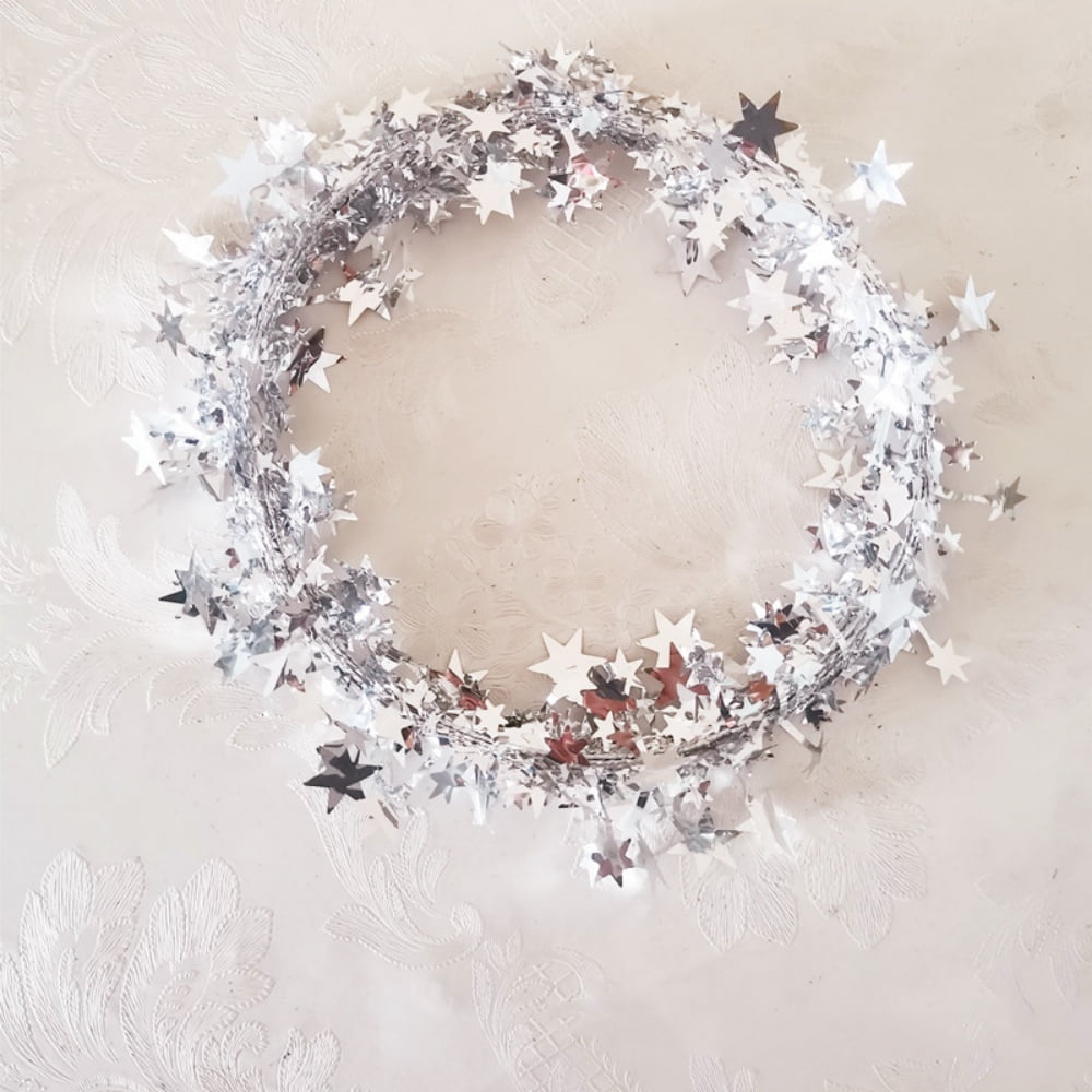2 Rolls Tinsel Stars Wire Garlands, 25ft/7.5m Star Tinsel Garlands for ...