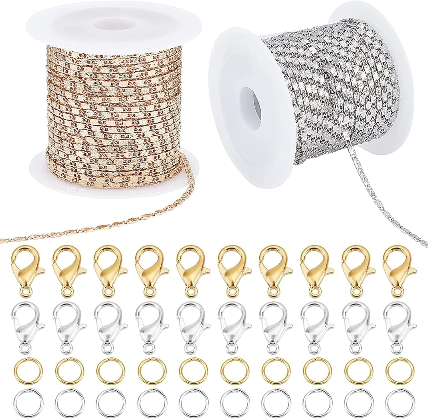 2 Rolls Total 10m Necklace Chains Roll Brass DIY Chain Jewelry Making ...
