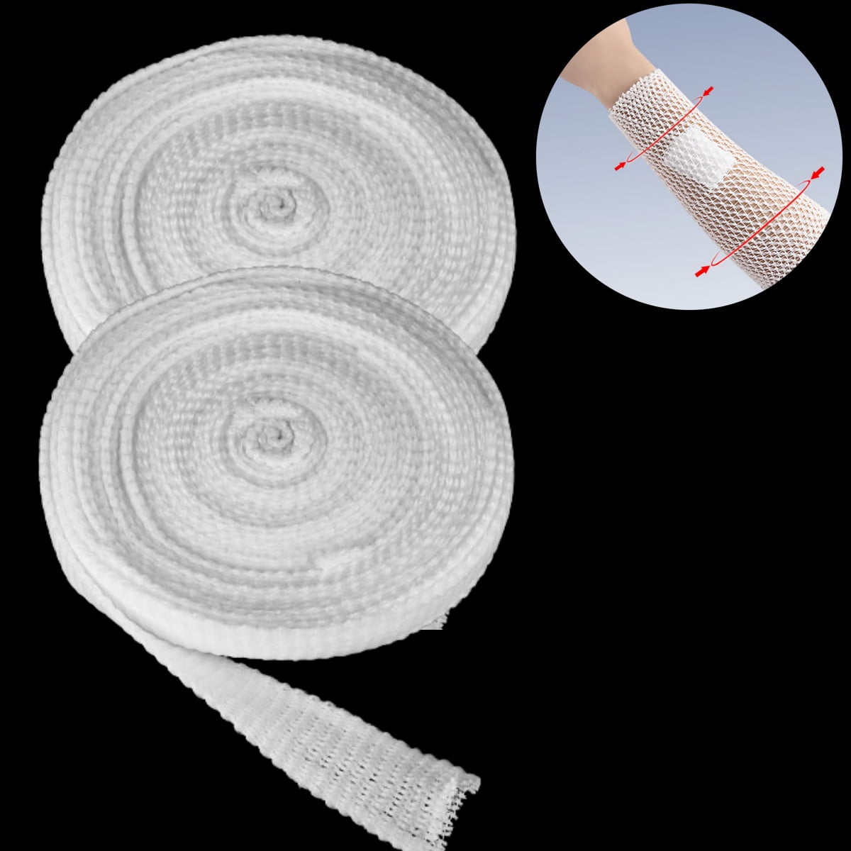 2 Rolls Tubular Bandage 1.57in x 13.12ft Elastic Net Wound Dressing ...