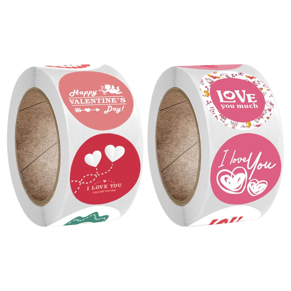 2 Rolls Valentine's Day Round Label Stickers Wedding Decorative ...