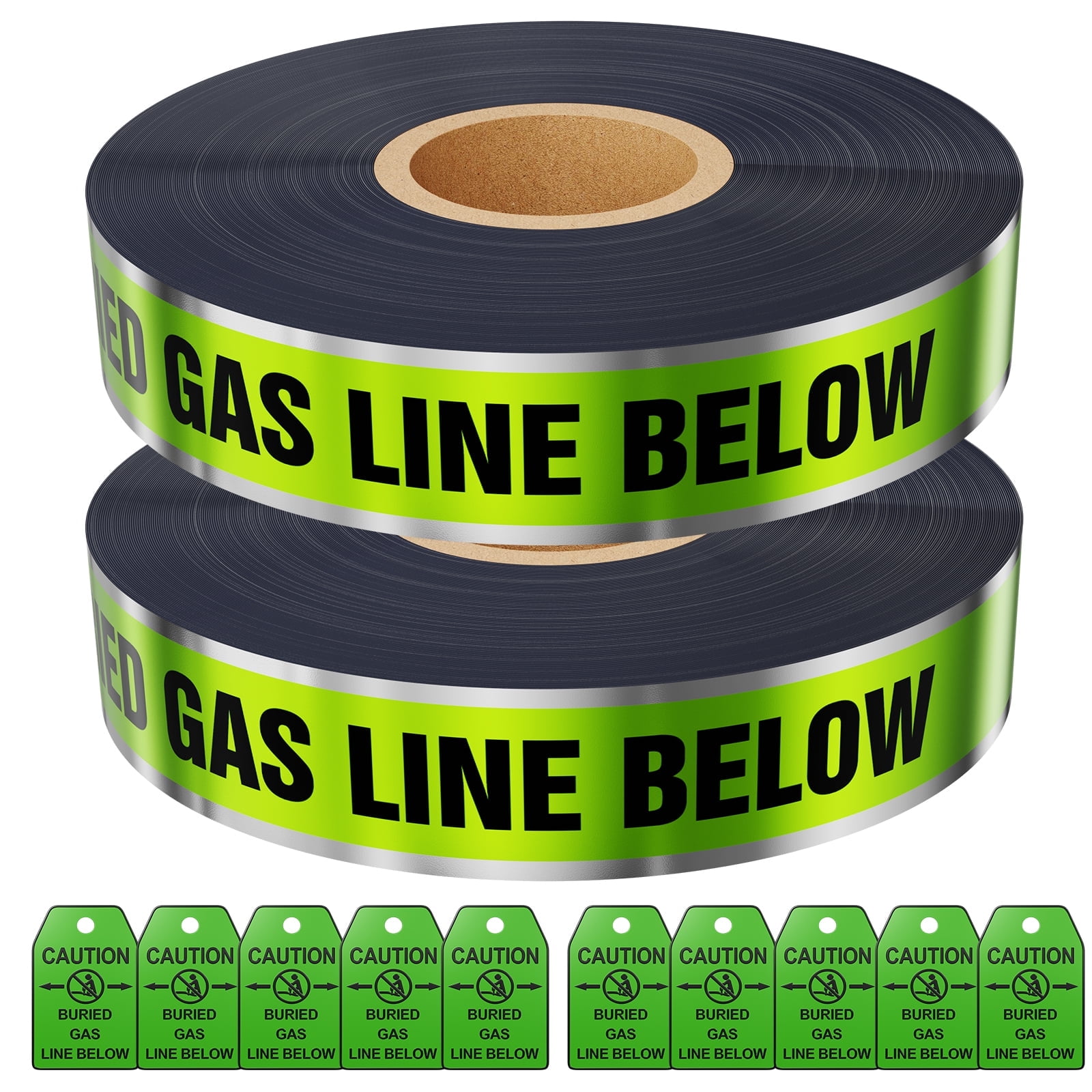 2 Rolls Warning Tape“Buried Gas Line Below”2 inch x 1000 Foot 5 Mil ...