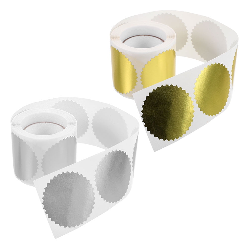 2 Rolls Embosser Labels for Envelopes Silver Golden Seal Stickers for ...