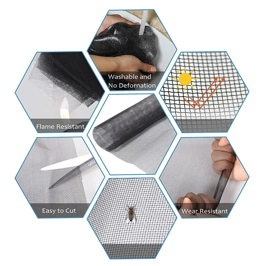 2 Rolls Windows Screen and Screen Door Mesh Replacement, 39" x 59 ...