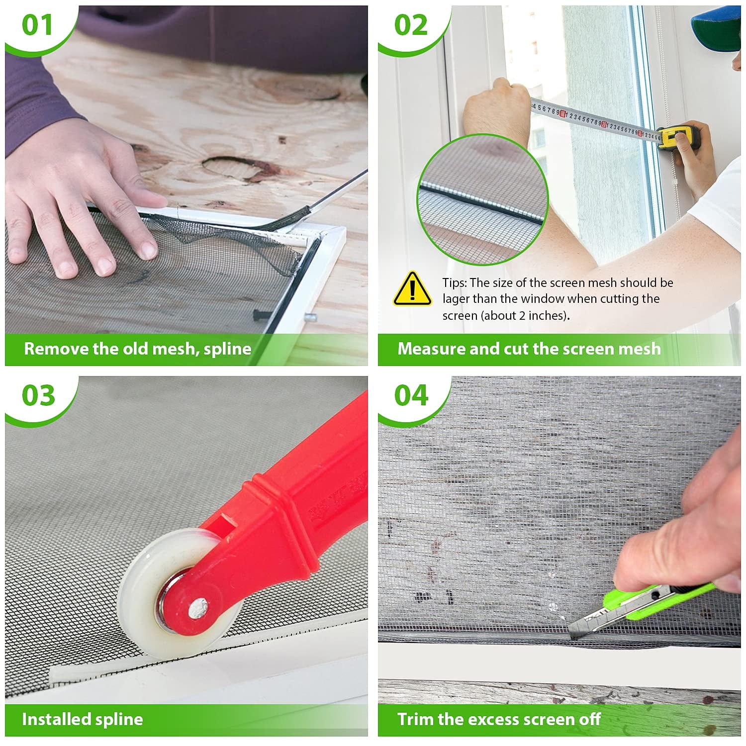 2 Rolls Windows Screen and Screen Door Mesh Replacement, 39" x 59 ...