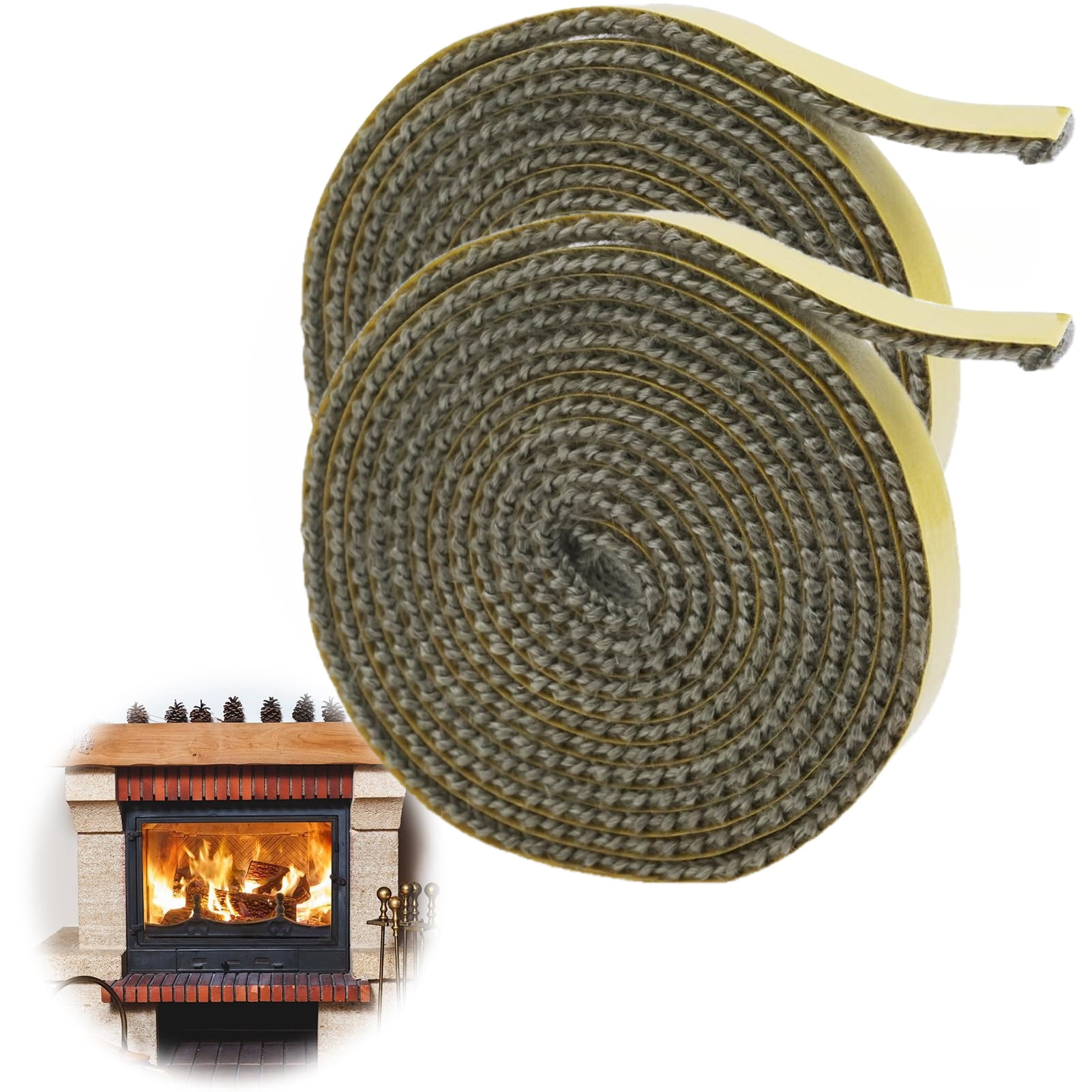 2 Rolls Wood Stove Gasket Kit for Woodburning Stoves, 0.78" Width 78.7 ...