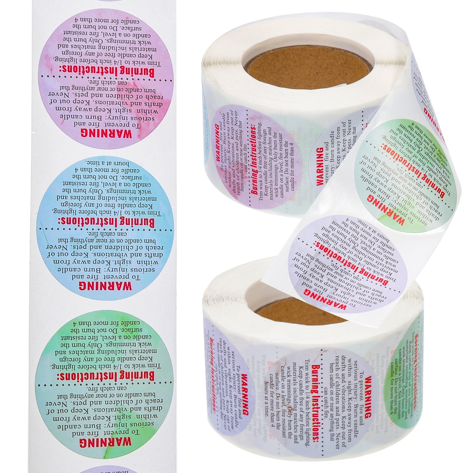 Recardis 2 Rolls of Candle Warning Labels Wax Melting Safety Stickers ...
