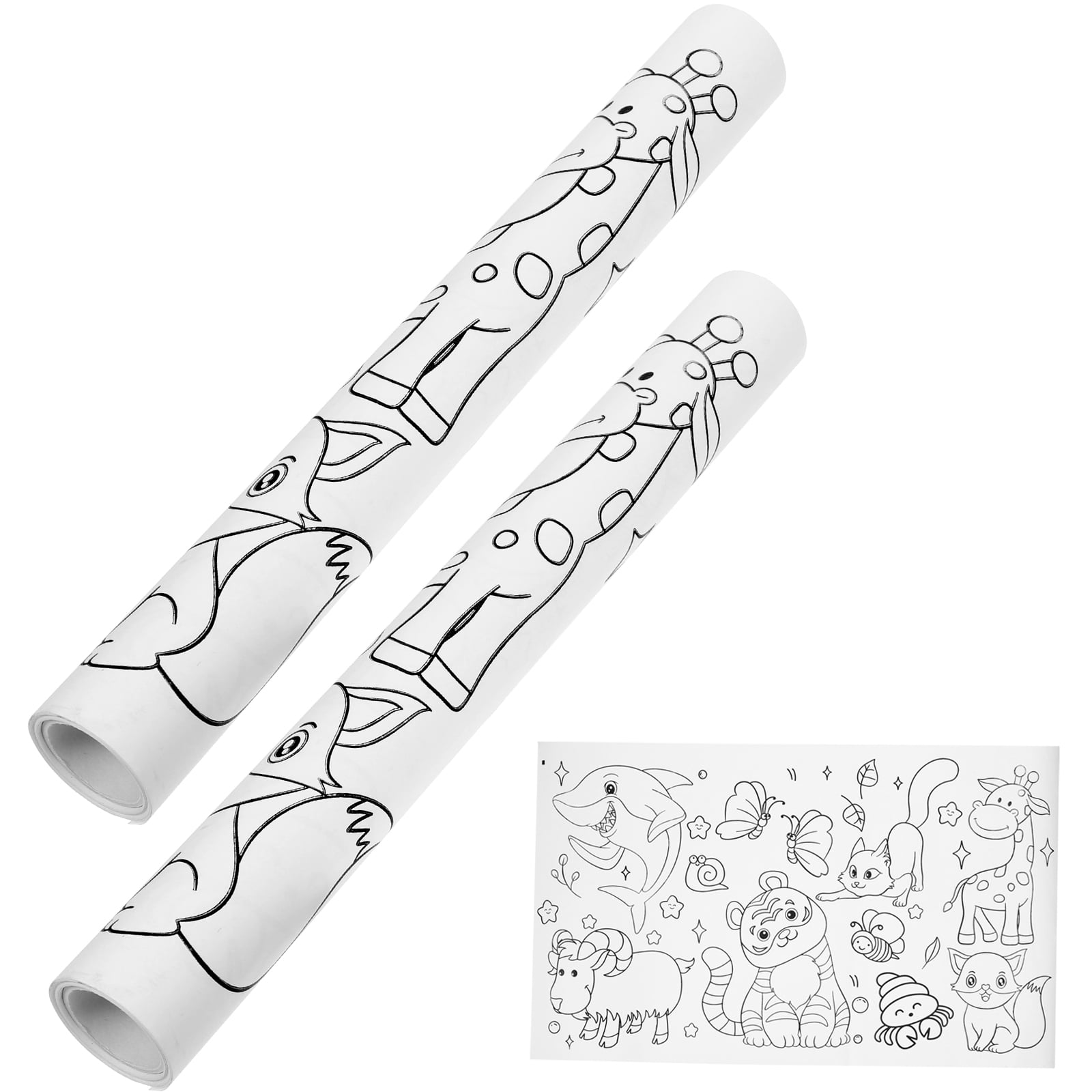 2 Rolls Graffiti Scroll Coloring Paper Jungle Animal Poster Watercolor ...