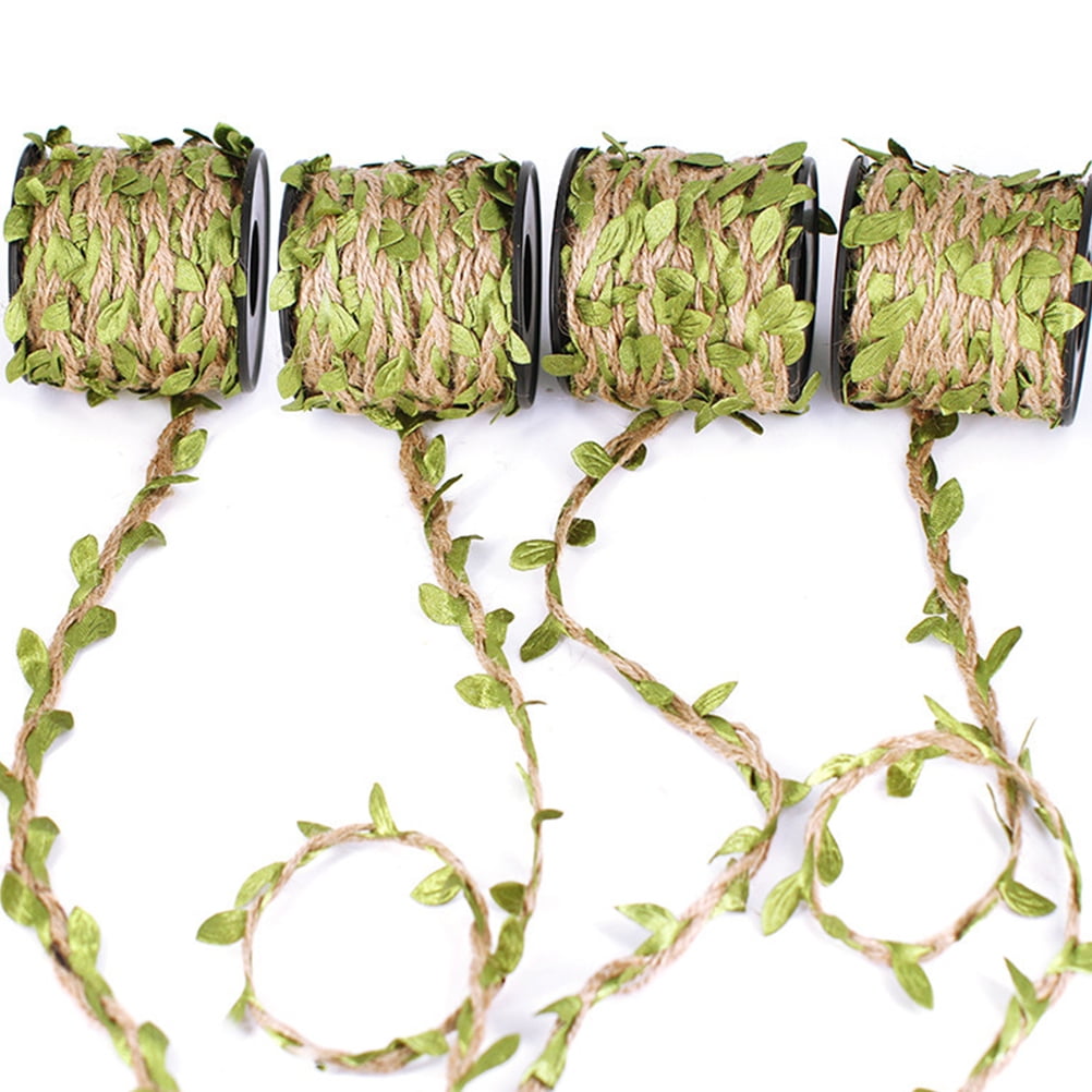 2 Rolls of DIY Rope Simulation Green Leaves Weaving Rattan Rope Vine ...