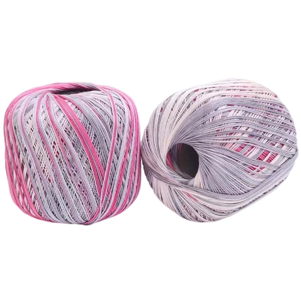 2 Rolls of Fine Cotton Yarn Colorful Segmental Dyed Silk Thread Roll ...