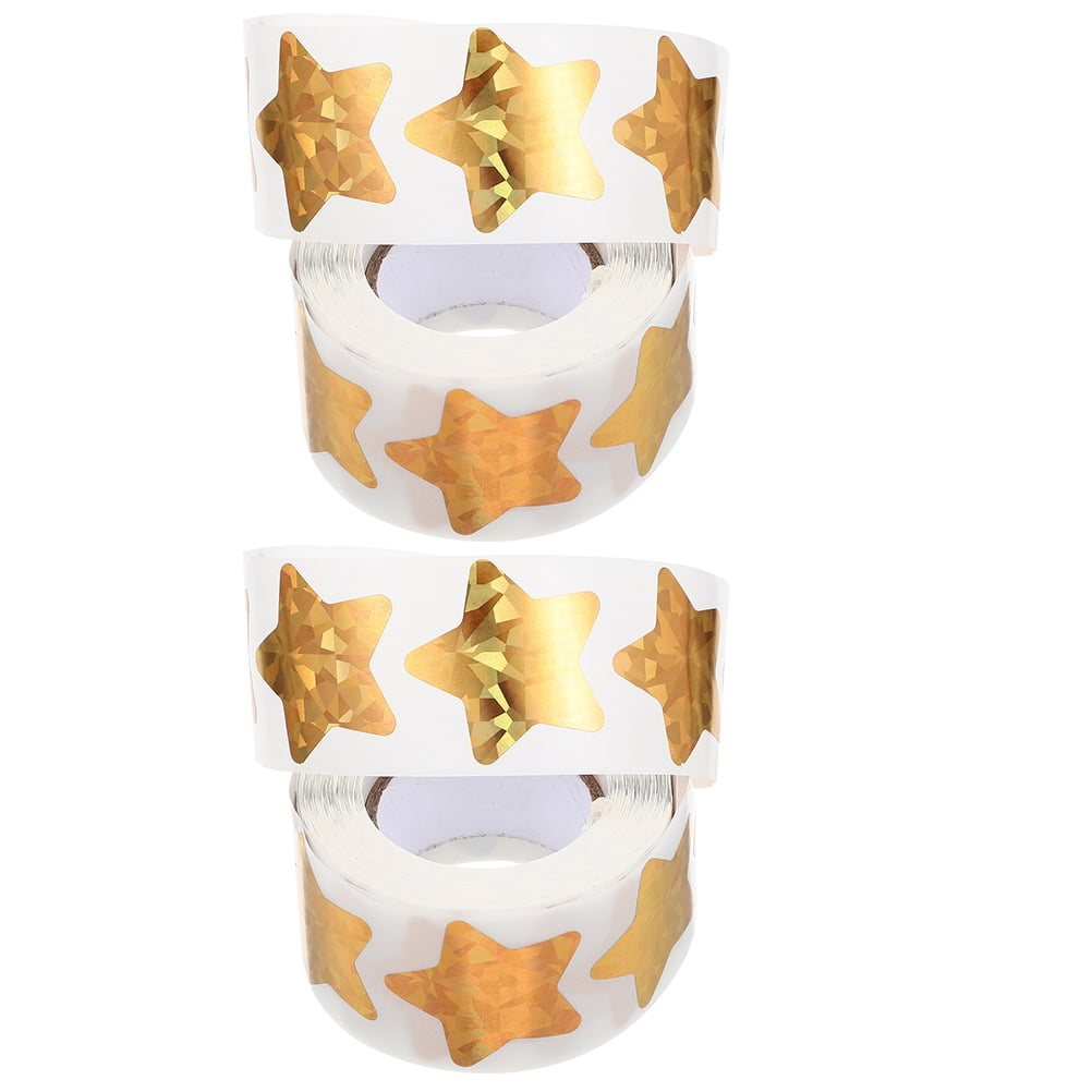2 Rolls of Self-adhesive Star Stickers Shinny Stickers Gold Star ...