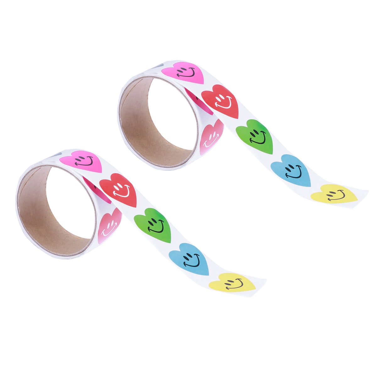 2 Rolls of Smile Face Heart Sticker Activity Craft School Reward Label ...