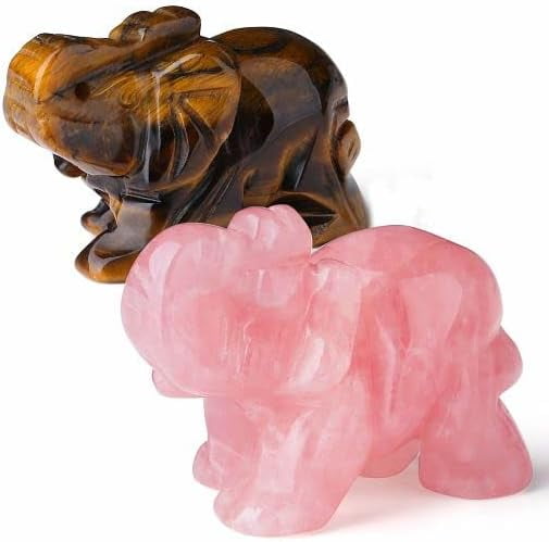 2" Rose Quartz Elephant Decor Healing Crystal Cute Polished Natural ...