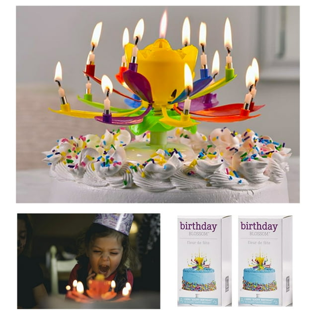 Unbranded Rotating Lotus Musical Birthday Cake Topper Decorations, Pack ...