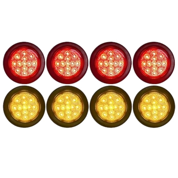 2" Round 4x Amber + 4x Red 13 LED Light Side Marker Clearance Clear ...