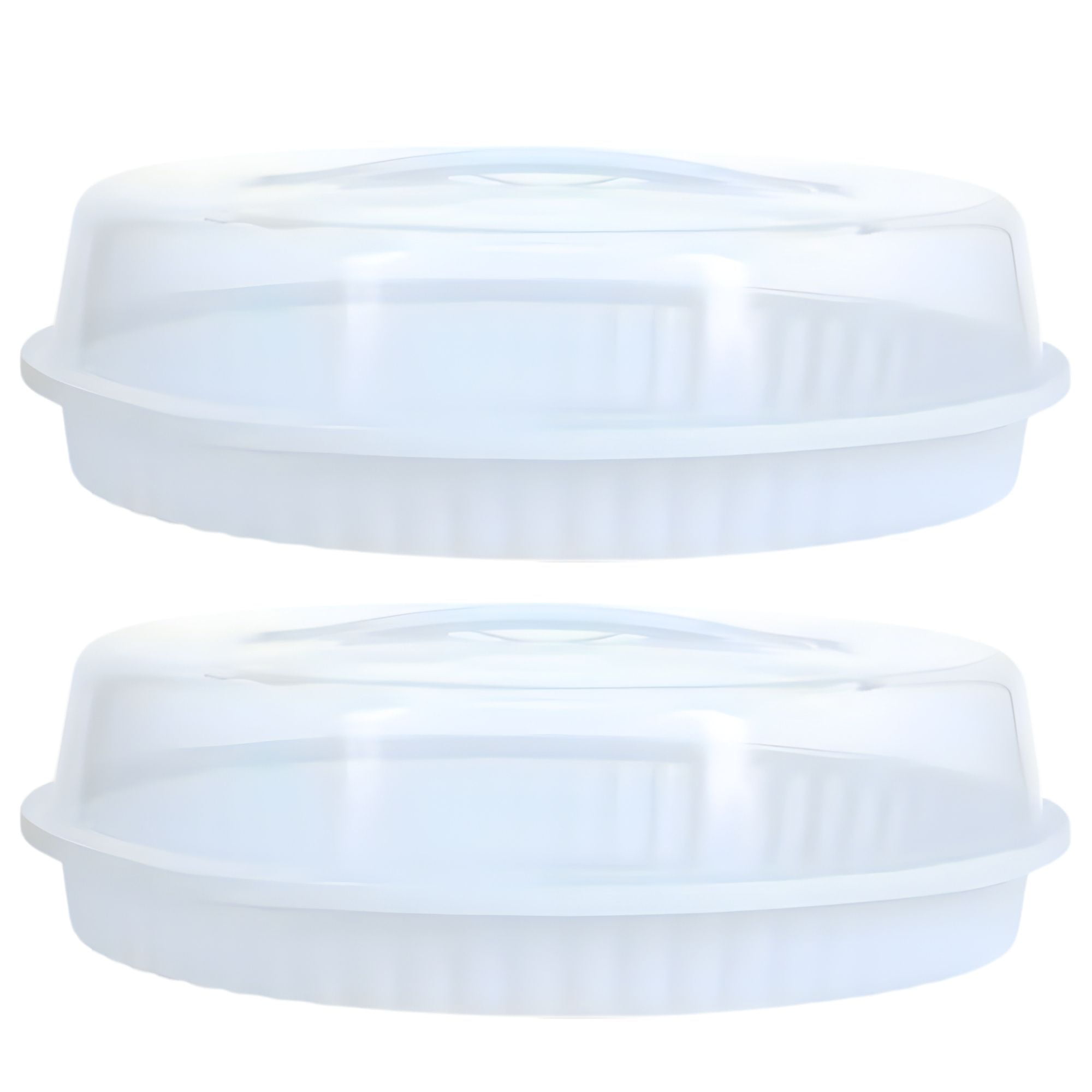 (2) Round Food Storage Containers with Clear Lids, 10.5in. Reusable BPA ...
