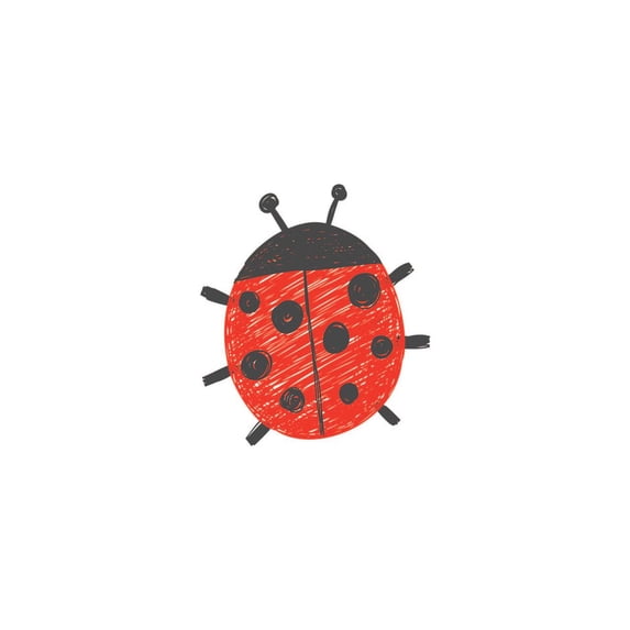 2" Round Pre-Cut Crayon Drawn Red & Black Lady Bug Themed Birthday ...