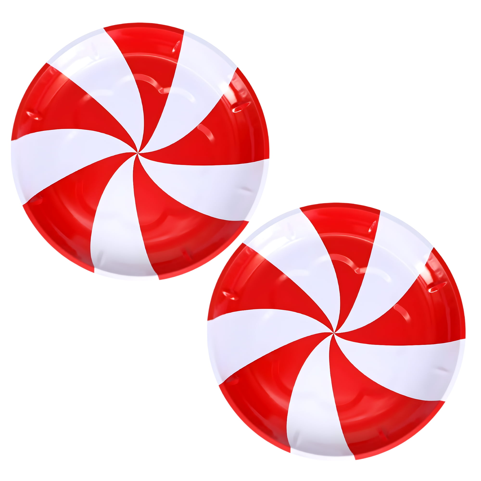 (2) Round Red White Christmas Platters, 10 in – Reusable Dinner Plates ...