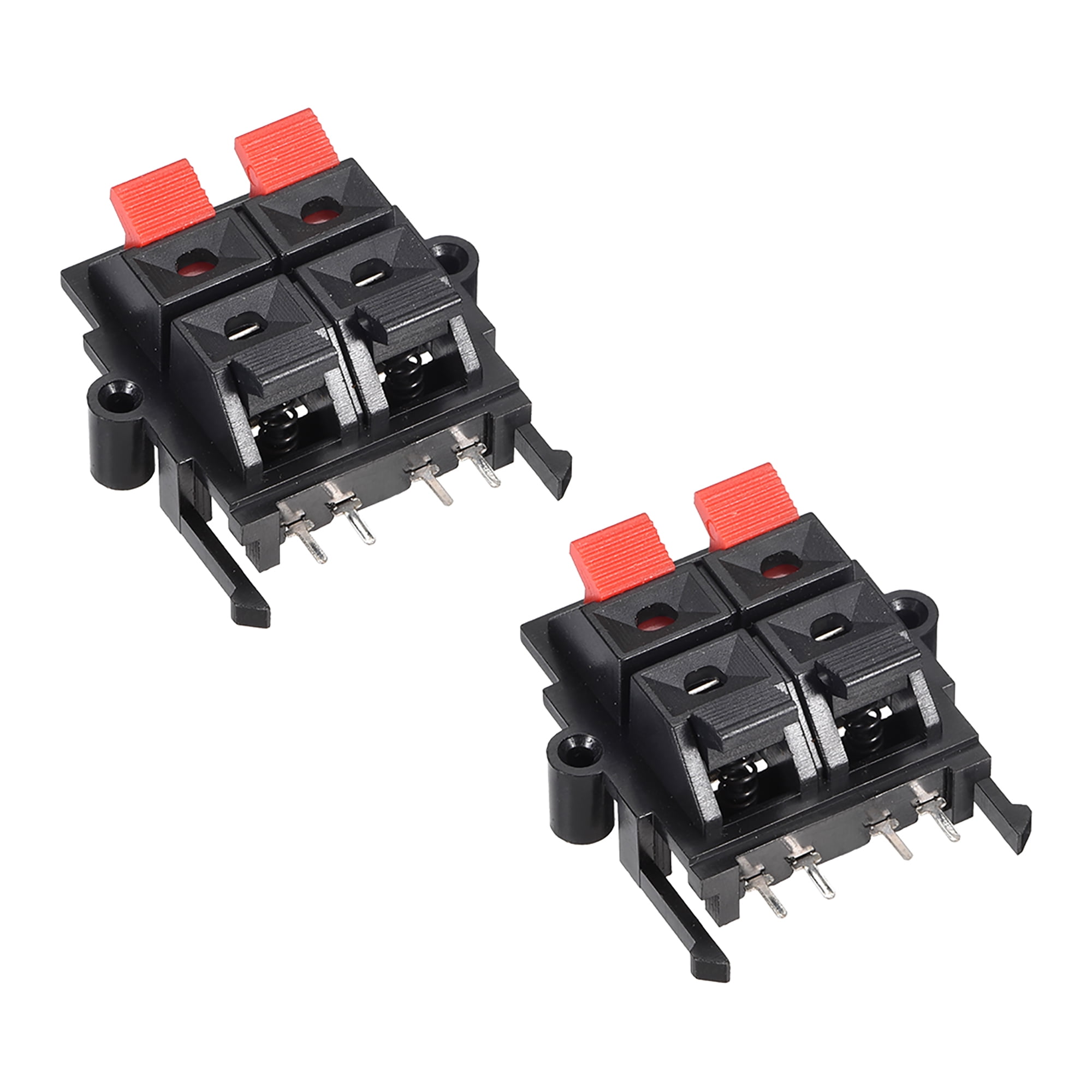 2 Row 4 Way Spring Speaker Terminal Clip Push Release Connector ...