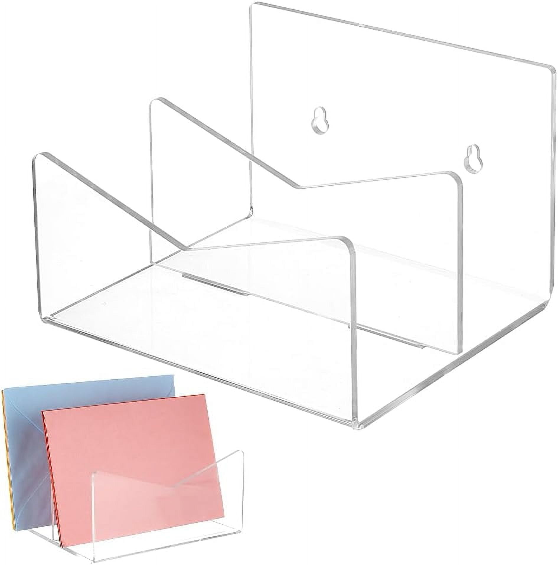 2-Row Acrylic Wall Mounted Mail Display Stands Clear 15x13.5x10cm ...
