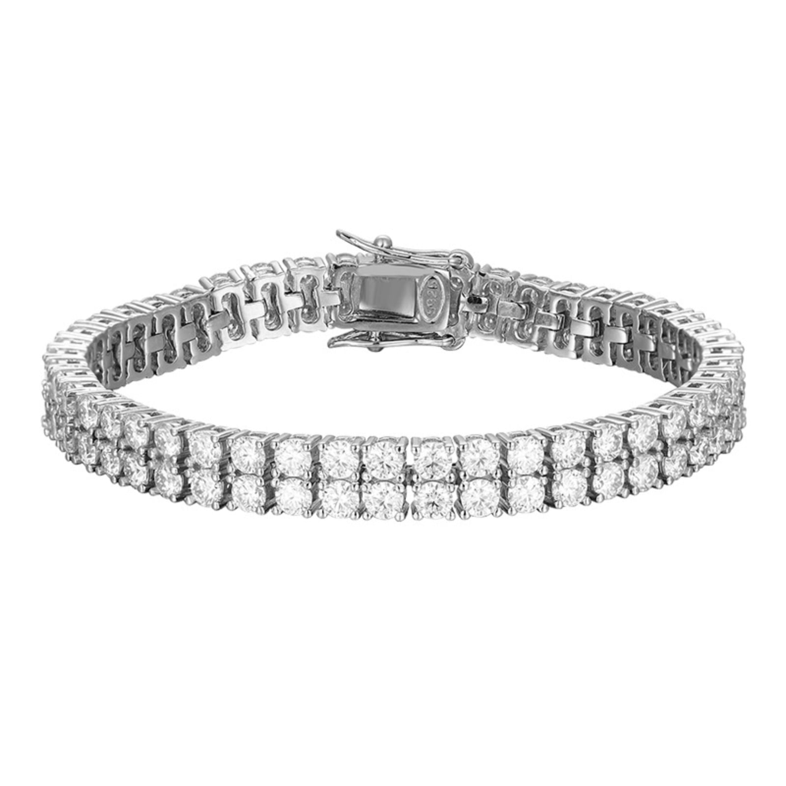 2 Rows 3MM Moissanite Tennis Bracelet for Women Men Unisex D Color VVS1 ...