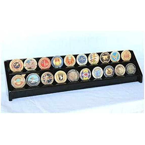 2 Rows Challenge Coin Casino Chip Display Rack Holder Stand -Black ...